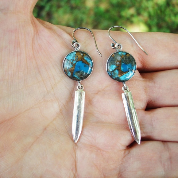 Stamped | Jewelry | Turquoise Sterling Silver Spike Earrings New | Poshmark
